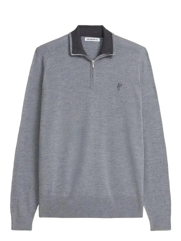 ASHWORTH GOLF Extrafine Merino 1/4 Zip Sweater - Silver