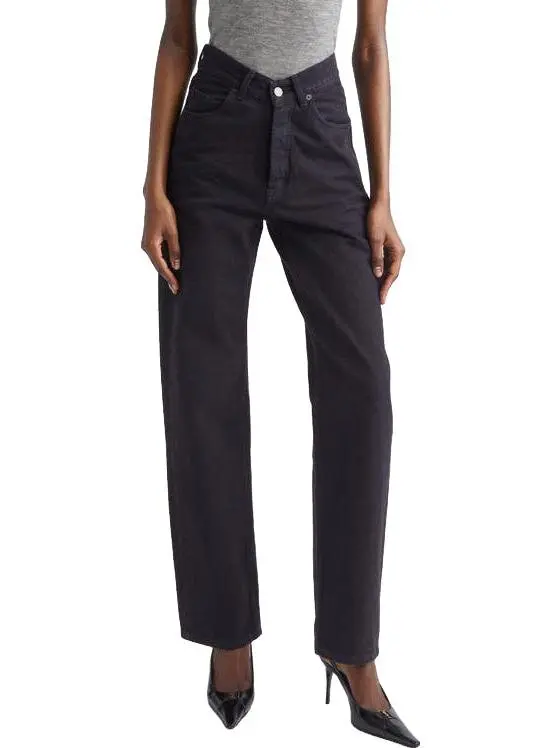 Saint Laurent V-waist Straight Leg Jeans - Midnight Black