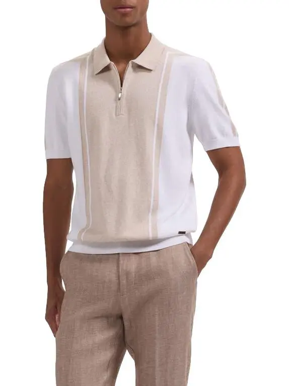 Bugatchi Quarter Zip Polo Sweater - Sand