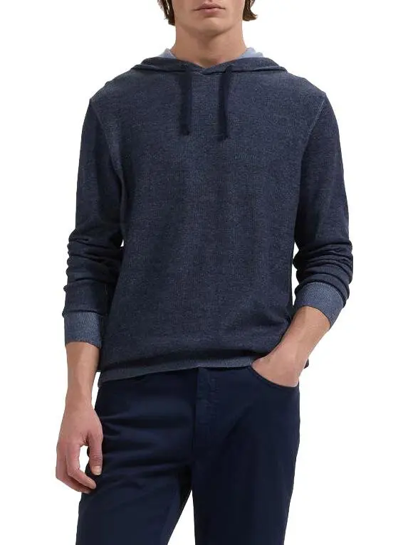 Bugatchi Cotton Knit Hoodie - Navy