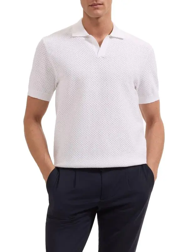 Bugatchi Open Stitch Polo Sweater - Chalk
