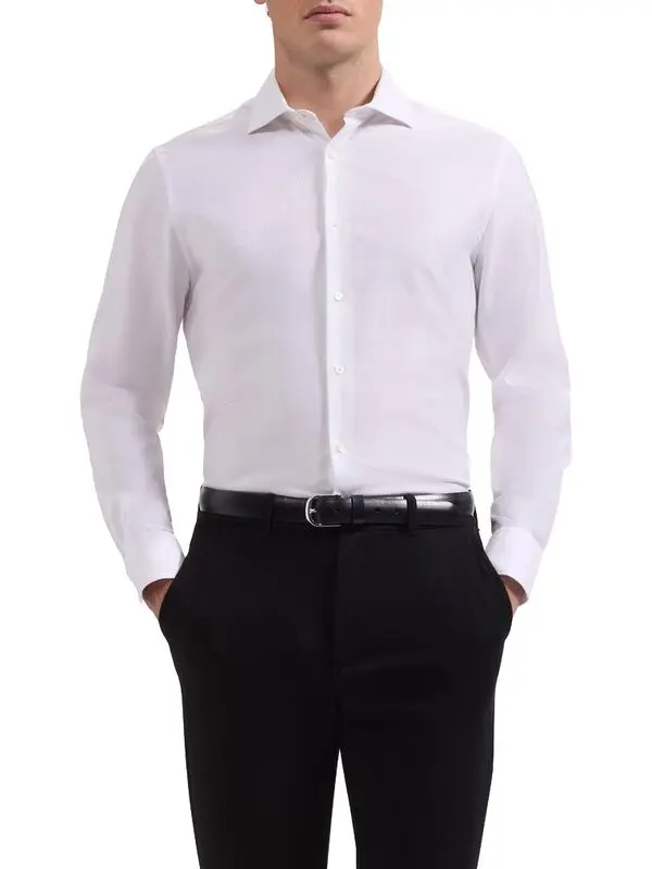 Bugatchi Axel Shaped Fit Stretch Cotton Button-up Shirt - White
