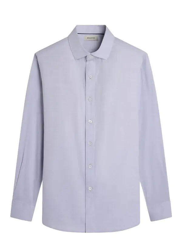 Bugatchi Axel Trim Fit Solid Cotton Blend Button-up Shirt - Platinum