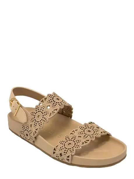 Aerosoles Lily Perforated Slingback Sandals - Beige Bisque Perf Fx Nubuck