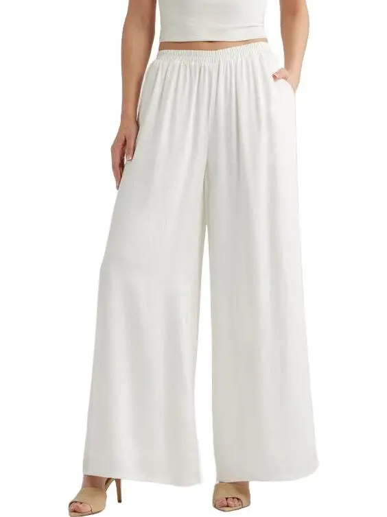 House Of Cb Alexa Wide Leg Pull-on Pants - Ivory
