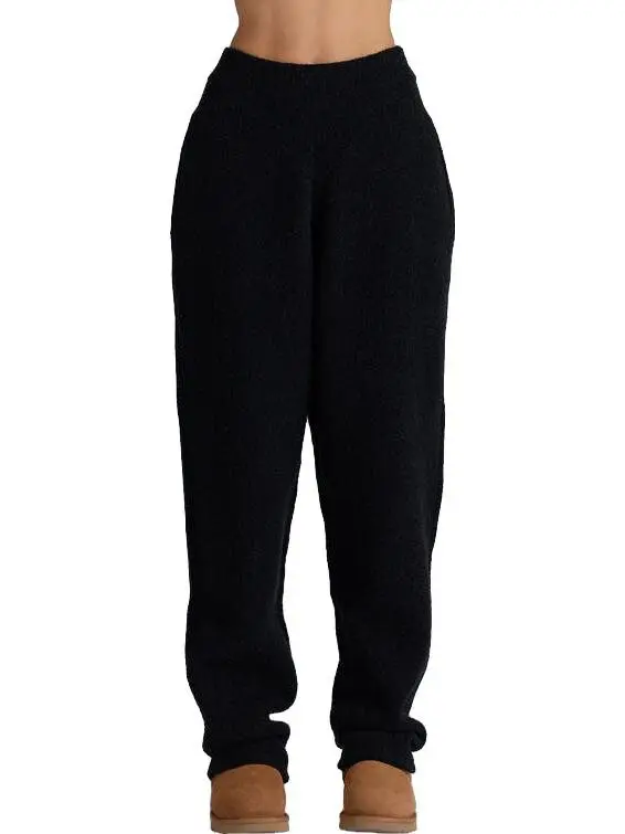 House Of Cb Bouclè Knit Tapered Pants - Black