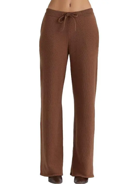 House Of Cb Chelsea Knit Straight-leg Pants - Chestnut