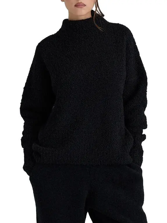 House Of Cb Brooklyn Bouclé Funnel Neck Sweater - Black