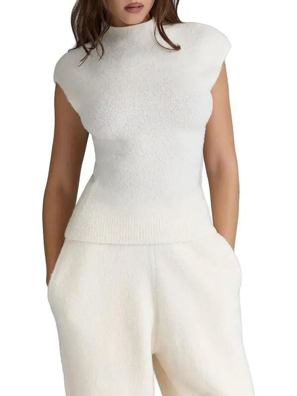 House Of Cb Caia Fluffy Knit Top - Ivory