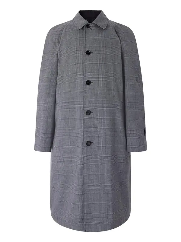 Burberry Prince Of Wales Checked Virgin Wool Car Coat - Gray