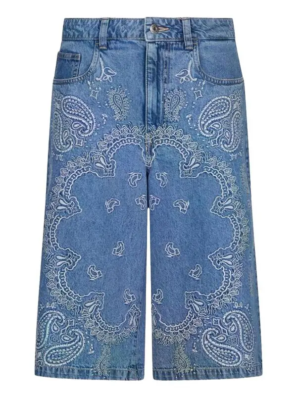 Liu Jo Embroidery Stone-wash Denim Shorts - Blue