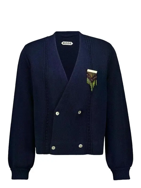 BODE Logo-detail Double-breasted Cardigan - Blue