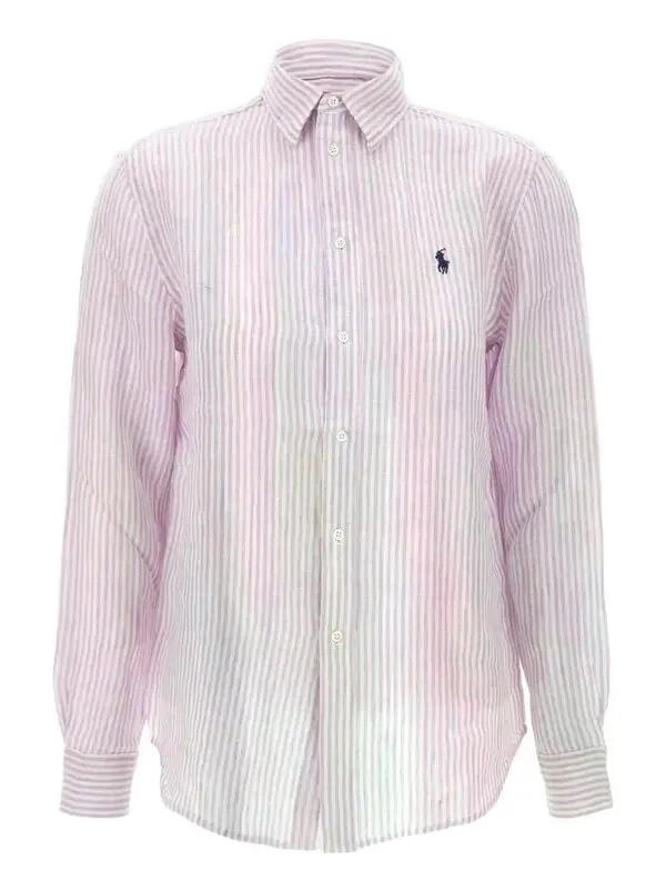 Polo Ralph Lauren Striped Linen Long-sleeve Shirt - Pink