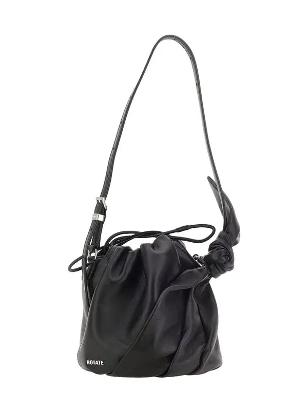 ROTATE BY BIRGER CHRISTENSEN Mini Bon Bon Knot-detail Leather Shoulder Bag - Black