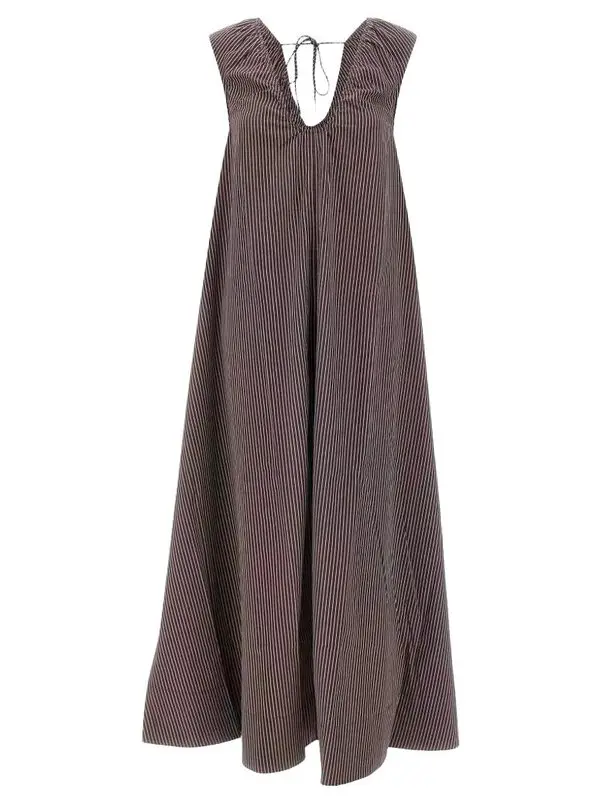 Faithfull The Brand Striped Open Back A-line Dress - Brown