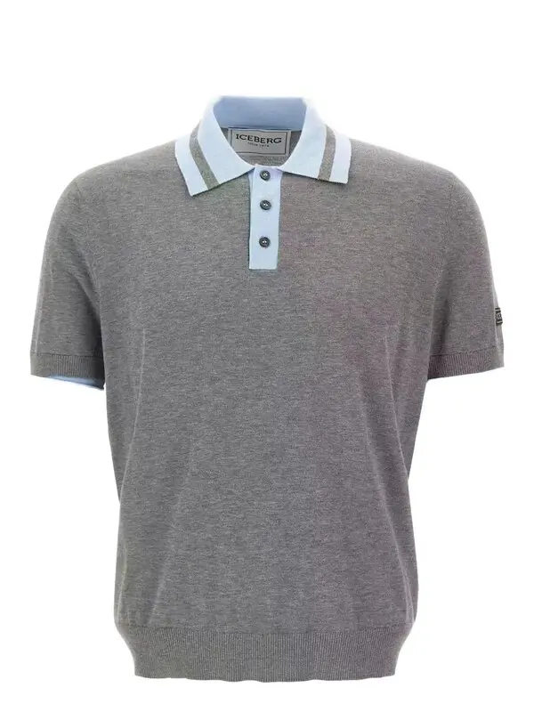 Iceberg Contrasting Trims Logo Polo Shirt - Grey