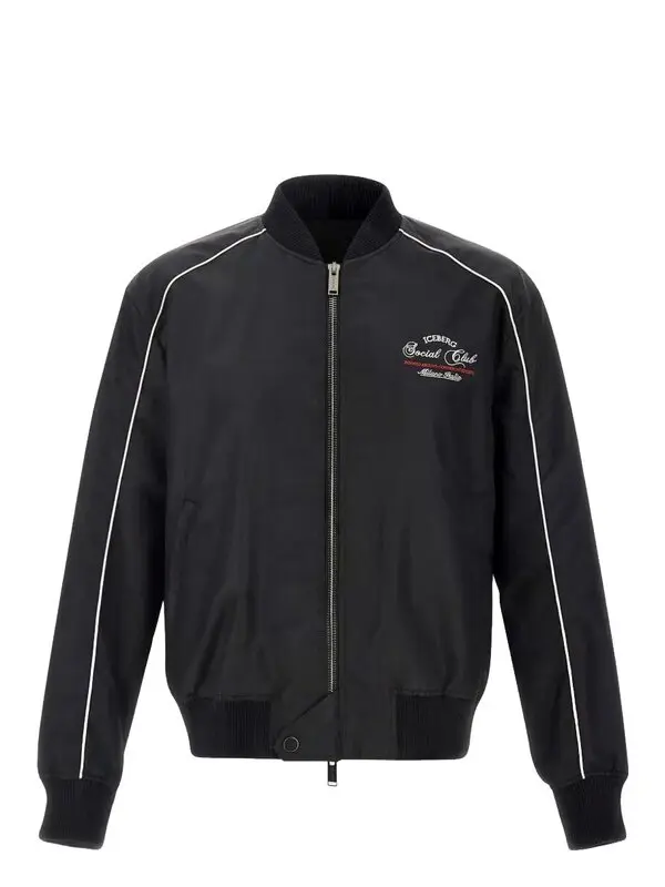 Iceberg Logo-detail Zip-up Bomber Jacket - Black