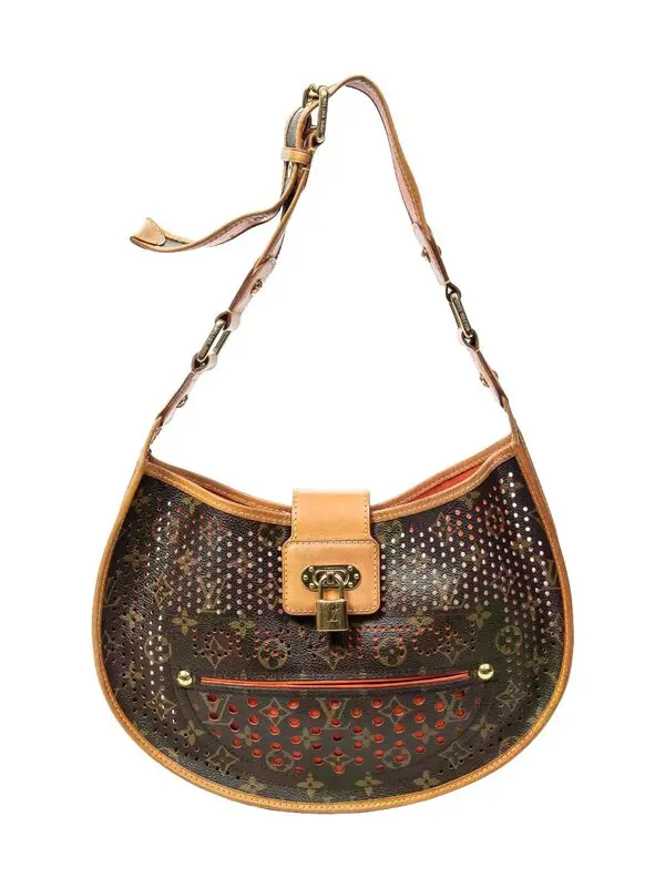 LOUIS VUITTON 2006 Demi Lune Pierced-monogram Shoulder Bag - Brown