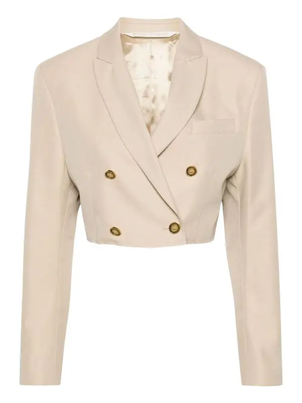 Palm Angels Buttons Crop Blazer - Tan
