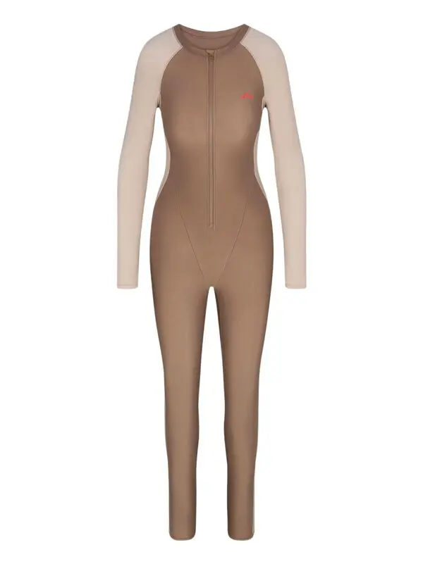 NIKESKIMS Shine Zip-front Long Bodysuit - Brown