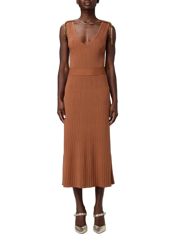 Elisabetta Franchi Sleeveless Midi Dress - Brown