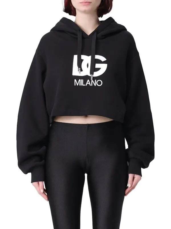 Dolce & Gabbana Cropped Logo Hoodie - Black