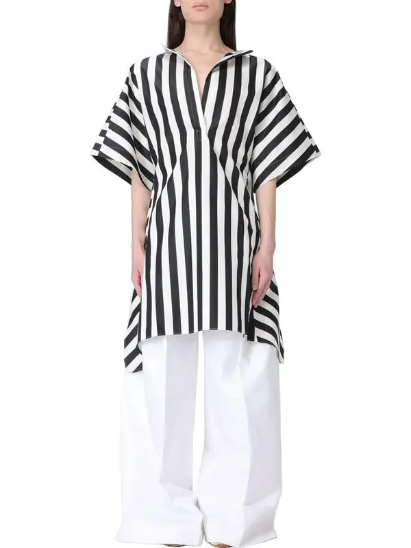 Jacquemus Striped Cotton And Silk Kaftan Dress - White