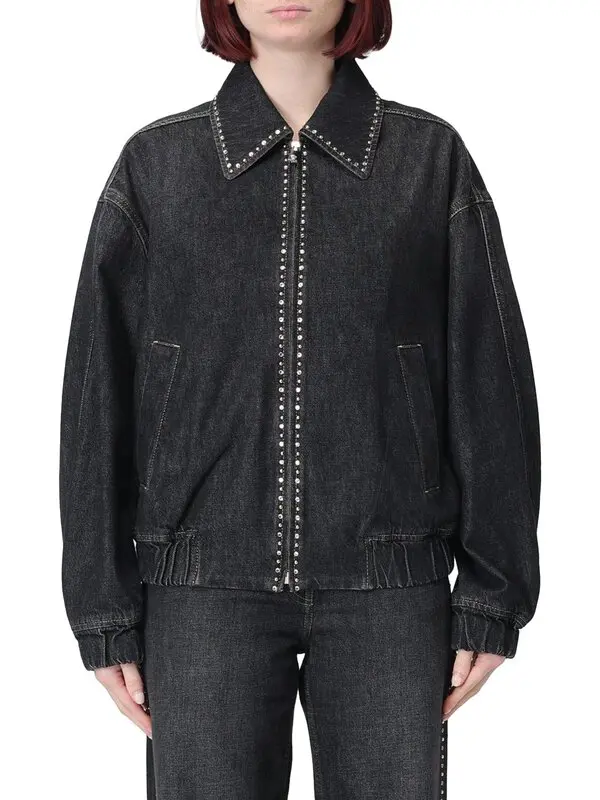 Versace Rhinestone Embellished Denim Jacket - Black