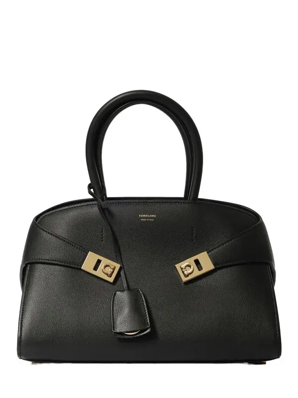 FERRAGAMO Hug M Leather Bag - Black