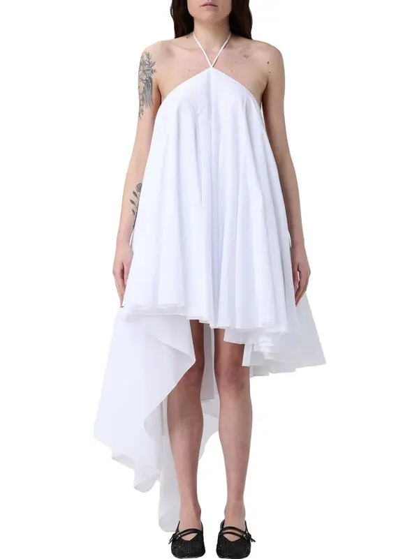 Jacquemus Halterneck Dress With Asymmetrical Hem - White