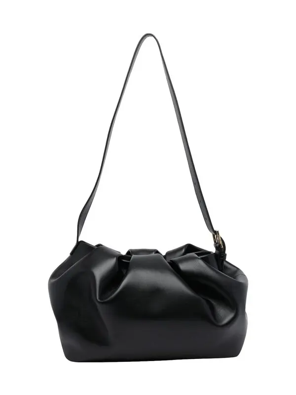 THEMOIRE Draped Vegan Leather Athena Bag - Black