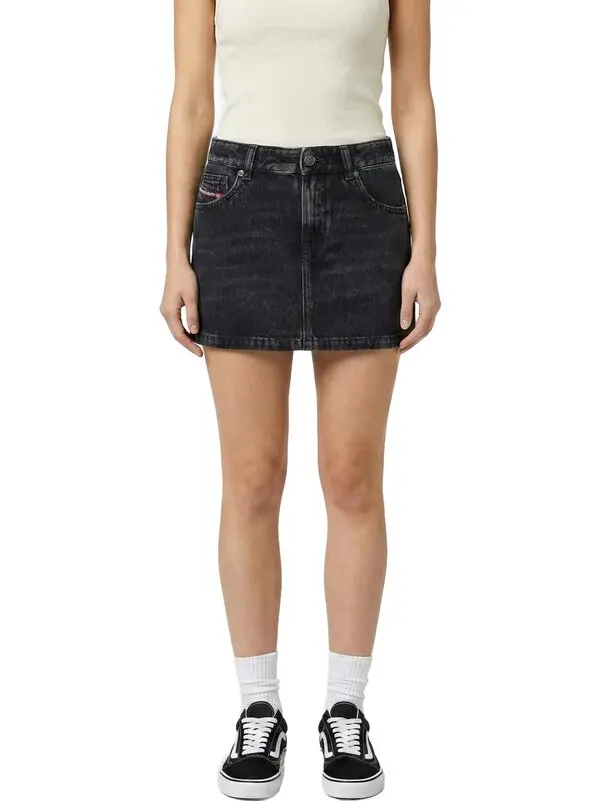 DIESEL® De-ron Cotton Denim Skirt - Black
