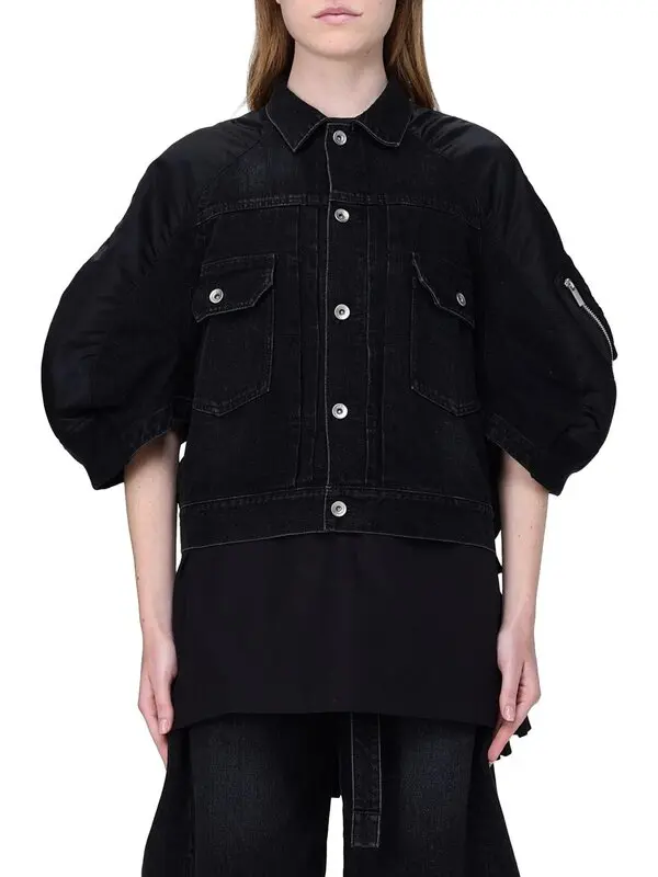 Sacai Denim And Nylon Jacket - Black