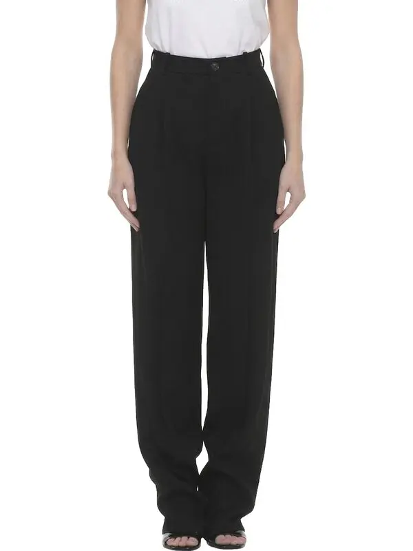 Elisabetta Franchi High Waisted Viscose Trousers - Black