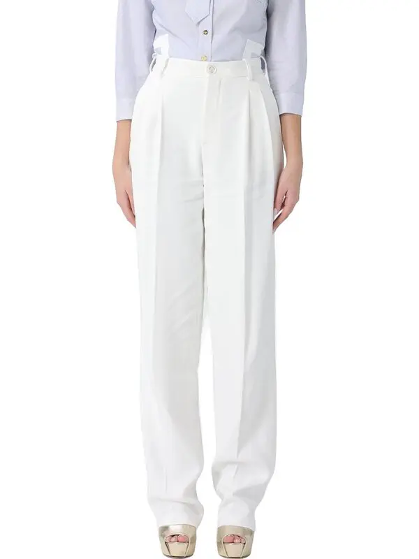Elisabetta Franchi High Waisted Viscose Trousers - Ivory