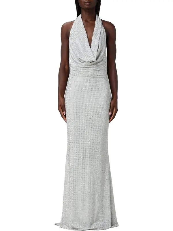 TWENTY FOURHAITCH Halterneck Gown - Silver