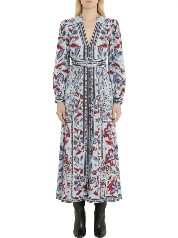 Farm Rio Printed Rayon Maxi Dress - Blue
