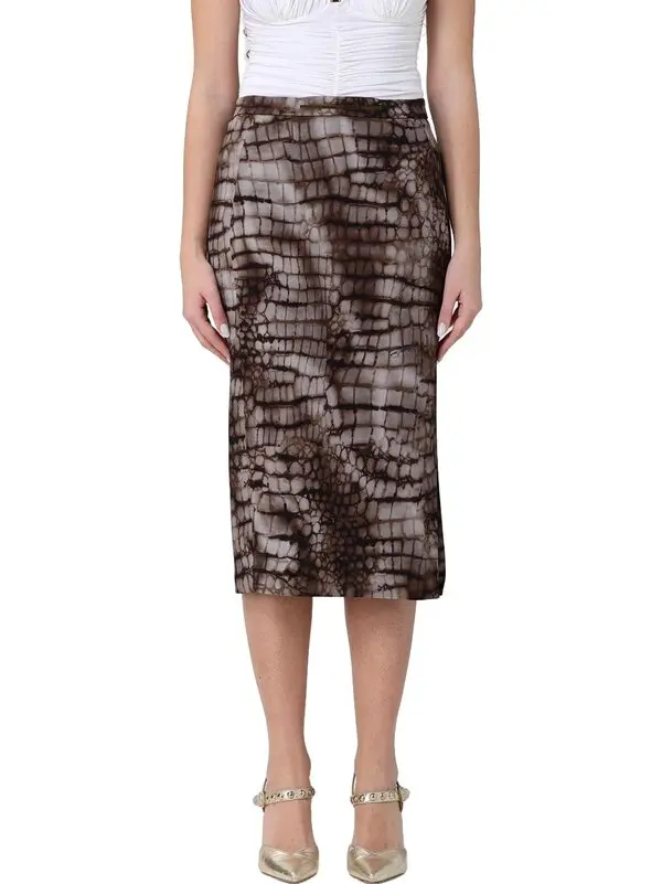 Elisabetta Franchi Viscose Skirt With Crocodile Print - Brown