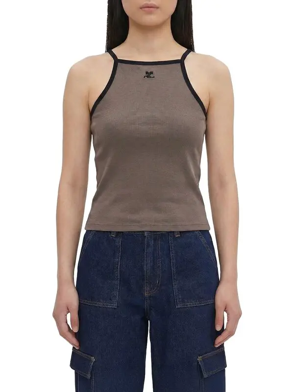 COURREGES Cotton Top With Logo - Grey