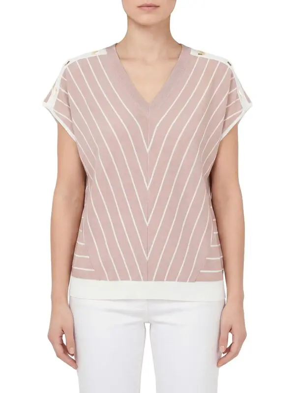 Liu Jo Striped Knit Top - Beige