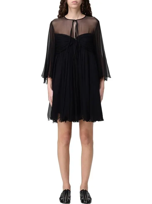 Chloé Silk Mini Dress - Black