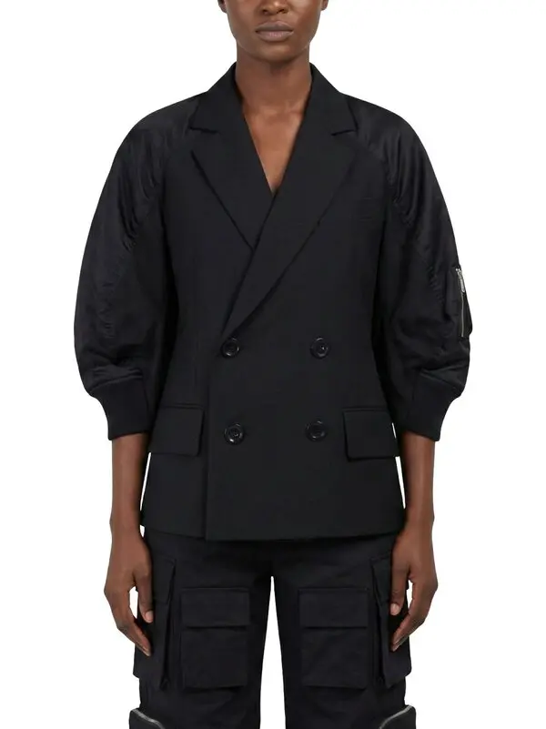 Sacai Double-breasted Blazer - Black