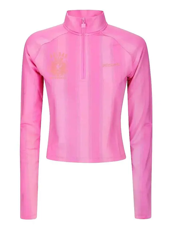 Adidas Logo-detail Half-zip T-shirt - Pink