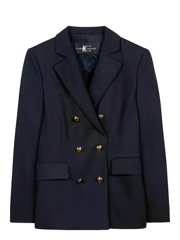 LUISA CERANO Double-breasted Gabardine Blazer - Blue