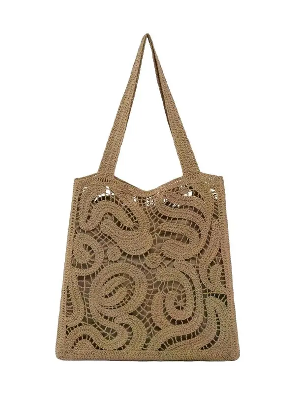 Pinko Medium Crocheted Shopper Bag - Neutrals