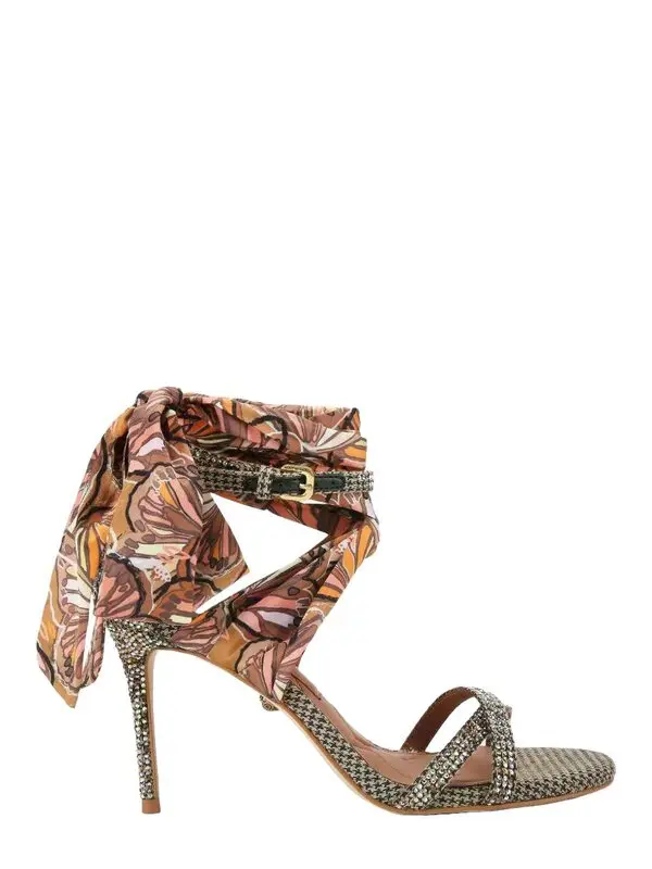 Kurt Geiger Houndstooth Crystal Embellished Sandals - Orange