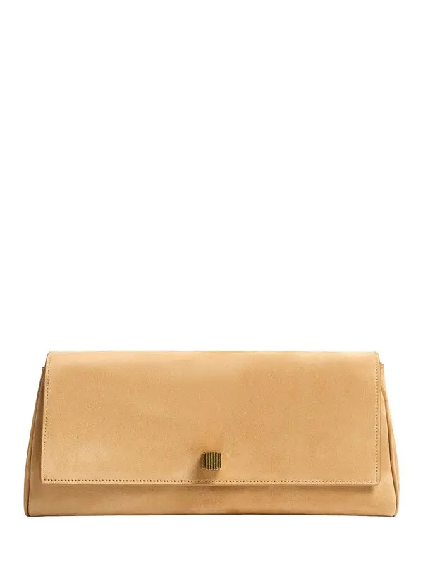 Khaite Audrey Cashmere Suede Clutch - Taupe