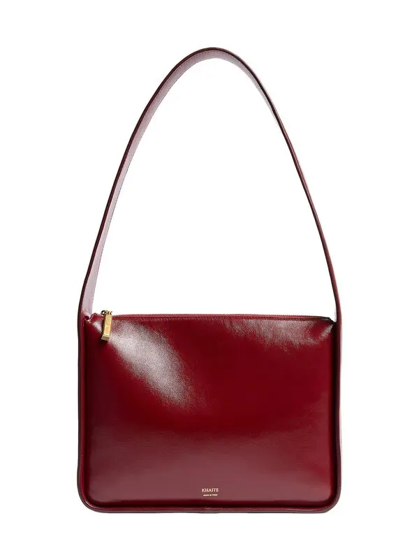 Khaite Lori Crackled Patent Leather Squared Bag - Burgundy