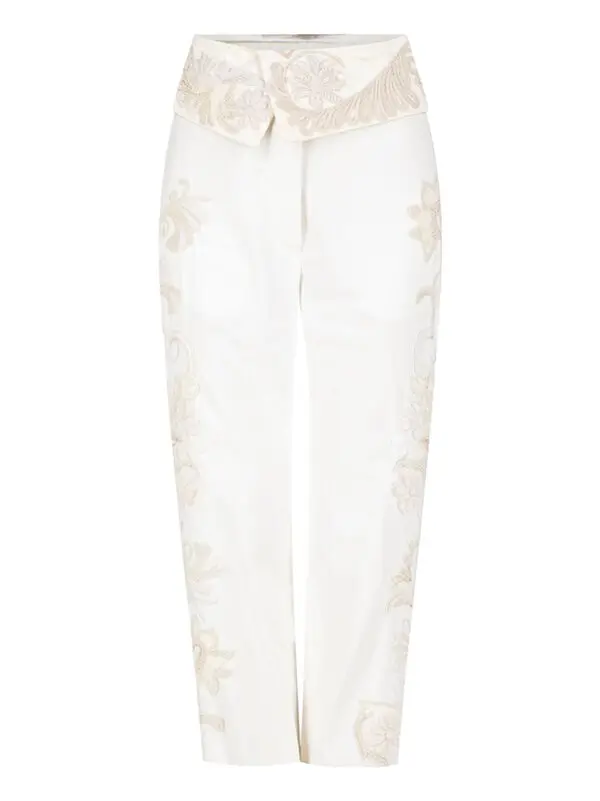 Dries Van Noten Embroidered Capri Pants - Off-white