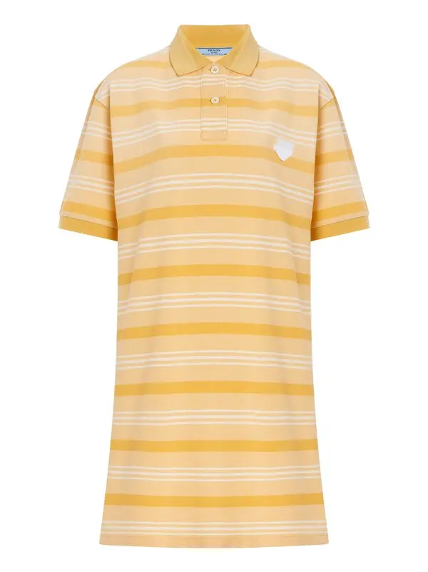 Prada Striped Cotton Piqué Mini Dress - Yellow